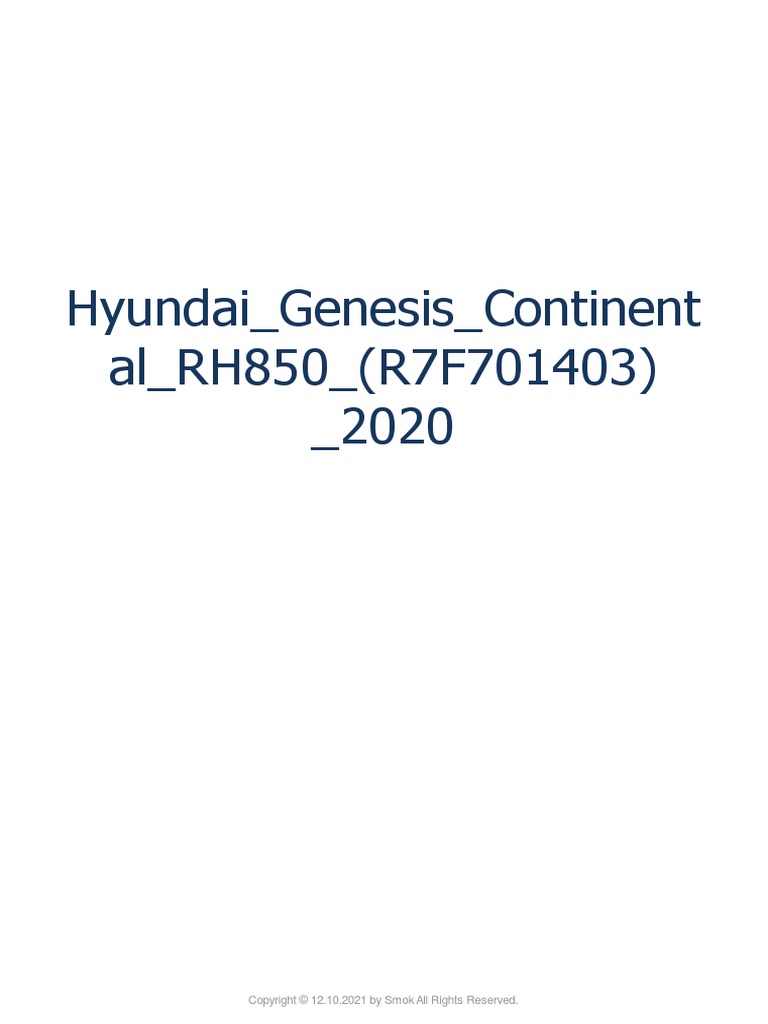 Hyundai Genesis Continental RH850 (R7F701403) 2020 | PDF | Computers