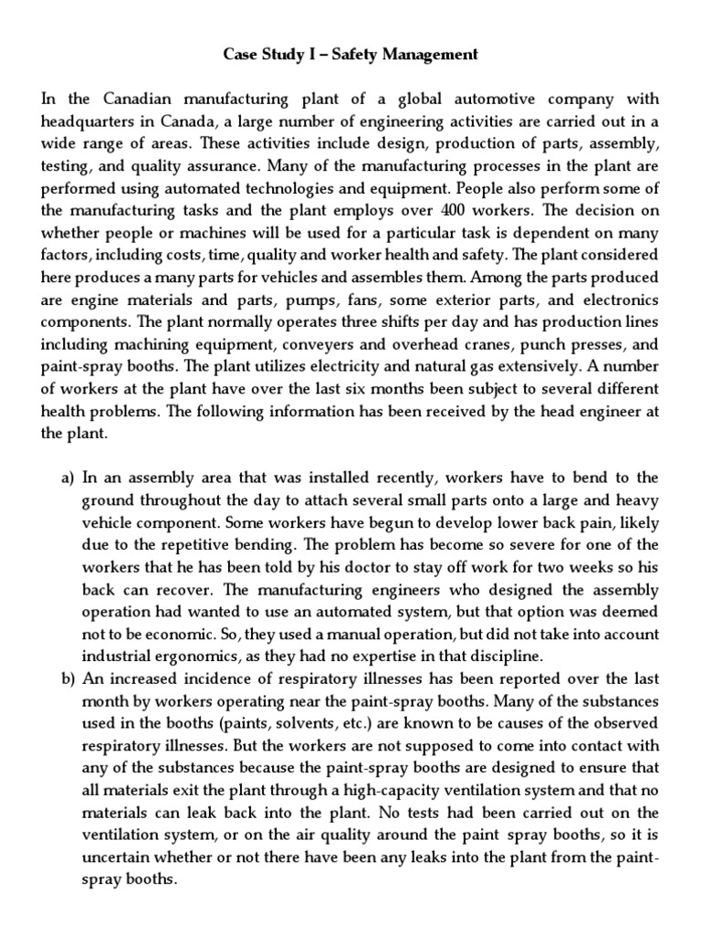 Case Study (safety management) | PDF