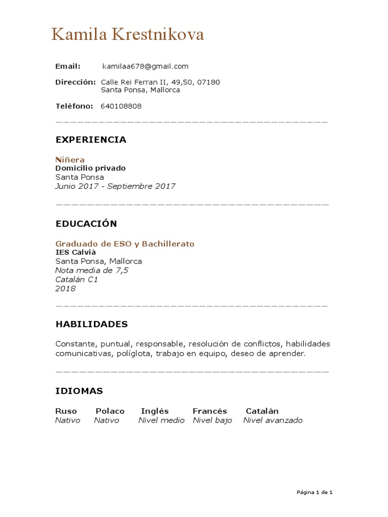 Curriculum Querida Kamila | PDF