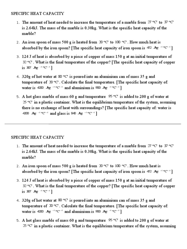 Specific Heat Capacity | PDF | Heat | Heat Capacity