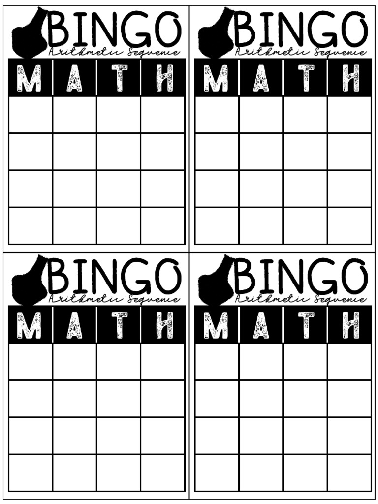 MATH BINGO Arithmetic Sequence | PDF