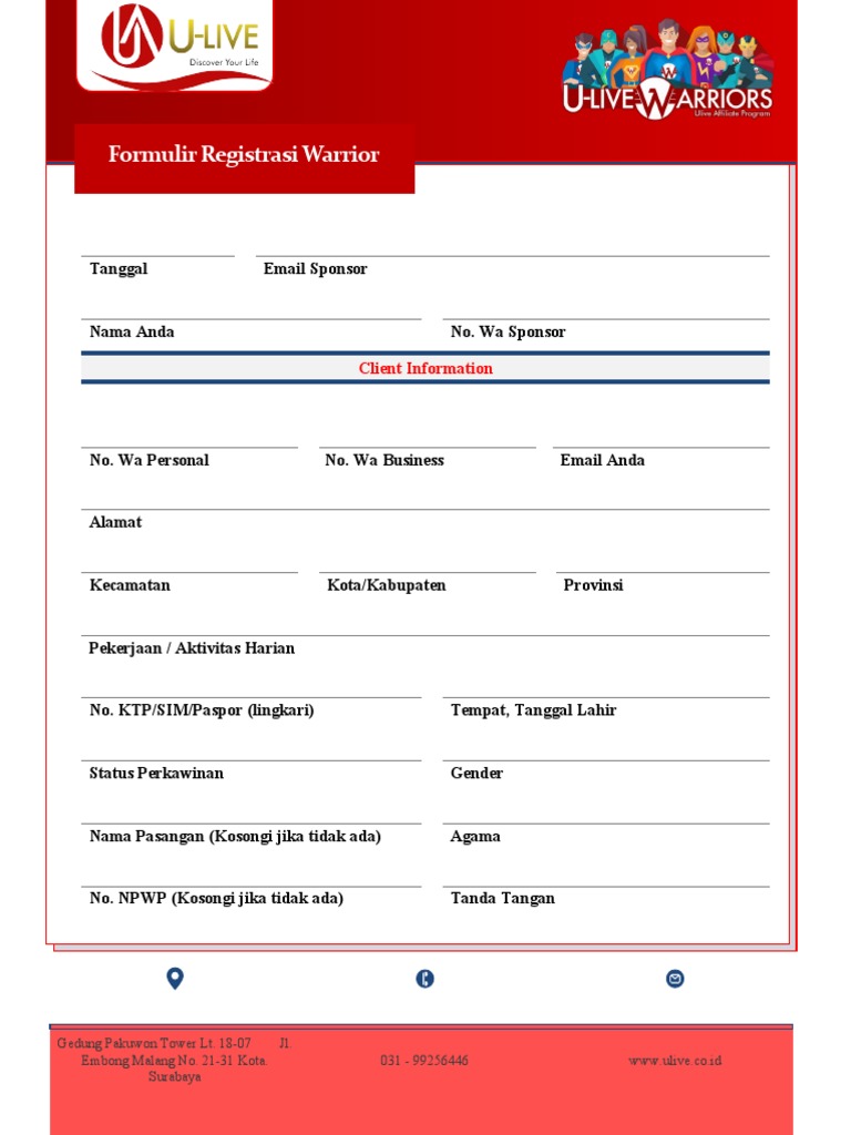 Formulir Registrasi MLM | PDF