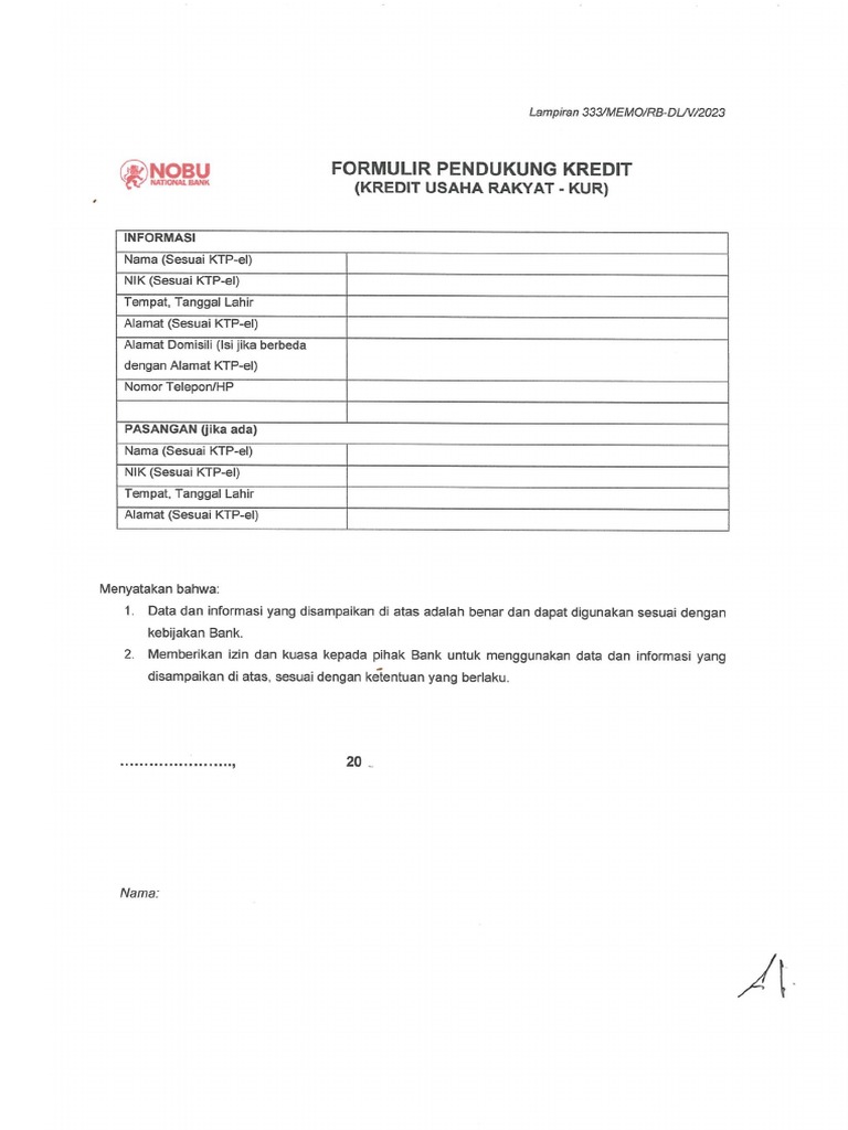 Form Pendukung Kredit Blank | PDF