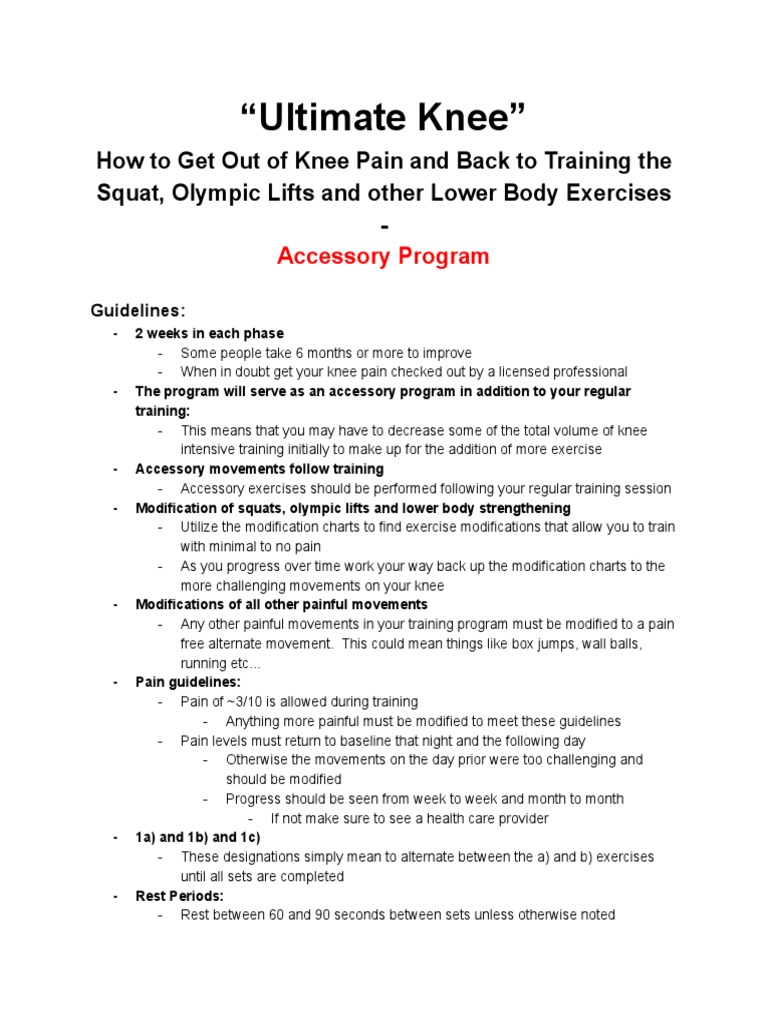 Ultimate_Knee_-_Accessory_Program (2) | PDF | Pain | Physical Fitness
