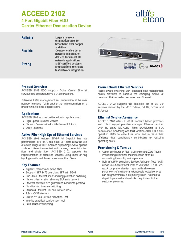 Data Sheet ACCEED 2102 en | PDF | Ethernet | Computer Network