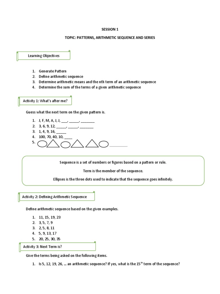 Session 1 | PDF | Sequence | Mathematical Objects