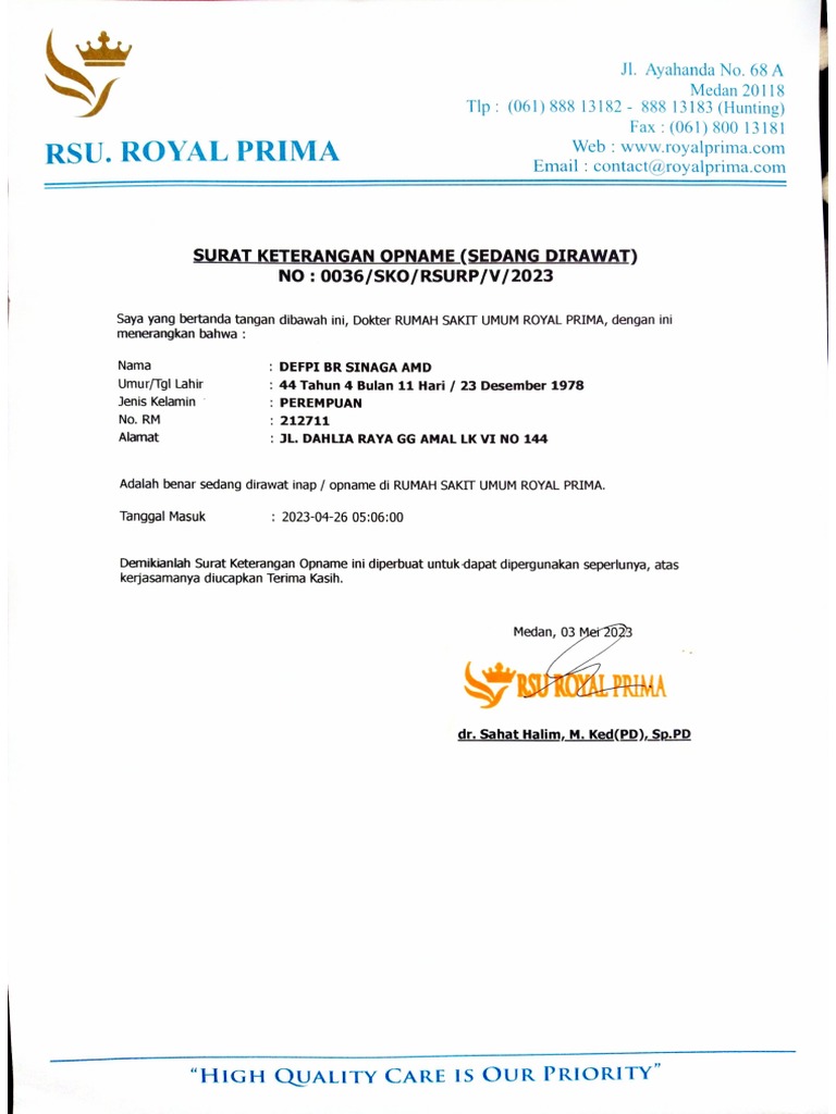 Surat Keterangan Operasi | PDF