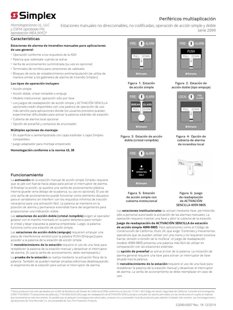 Estación Manual Simplex S2099-0007 | PDF | Palanca