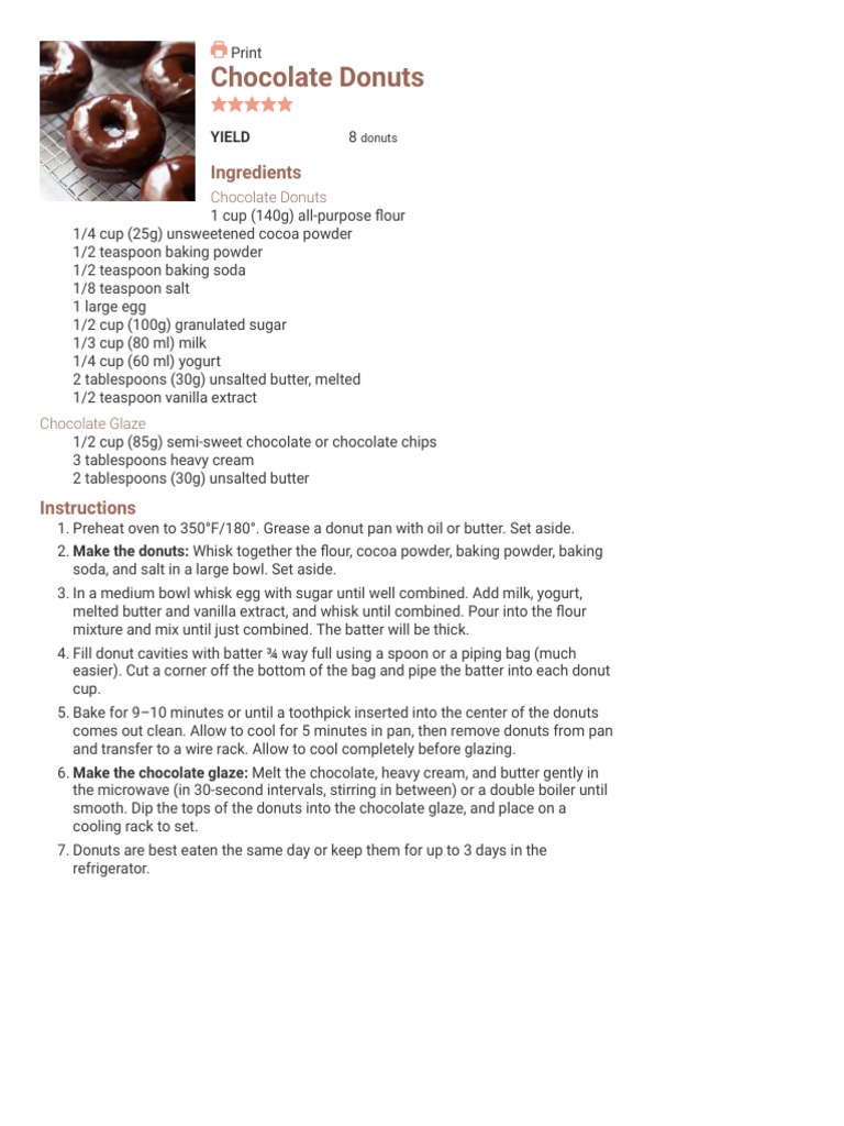 Chocolate Donuts Recipe | PDF