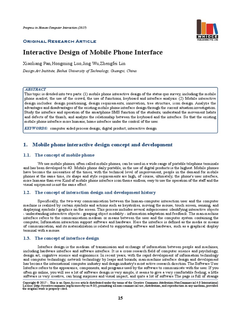Interactive Design of Mobile Phone Interface | PDF | User Interface | Human–Computer Interaction
