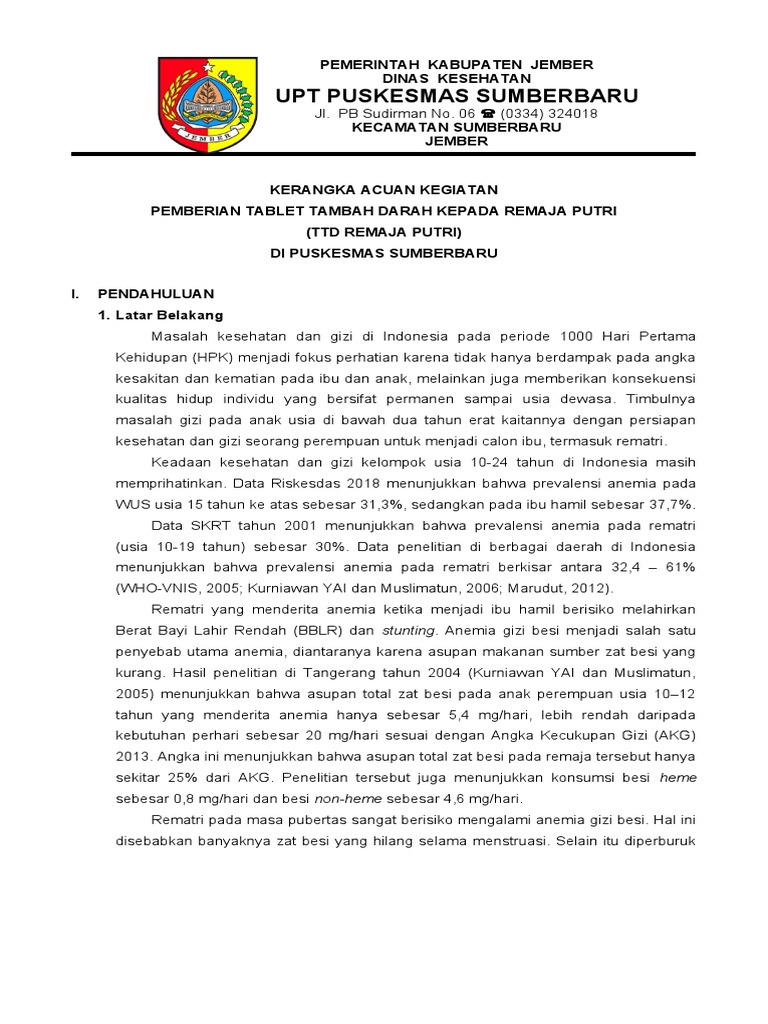 Pemberian TTD untuk Remaja Putri di Jember | PDF | Kesehatan Holistik