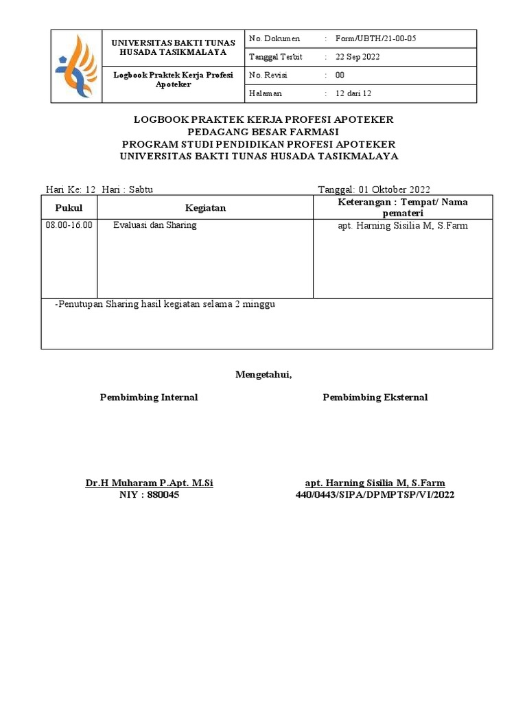 Logbook Hari Ke-4 PBF KFTD Tasikmalaya | PDF