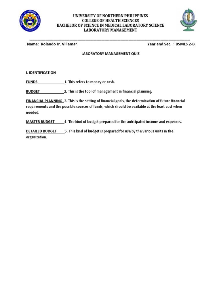 Laboratory Management Quiz | PDF
