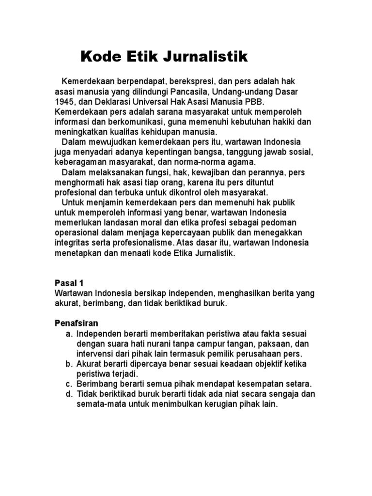 4 Kode Etik Jurnalistik Pdf
