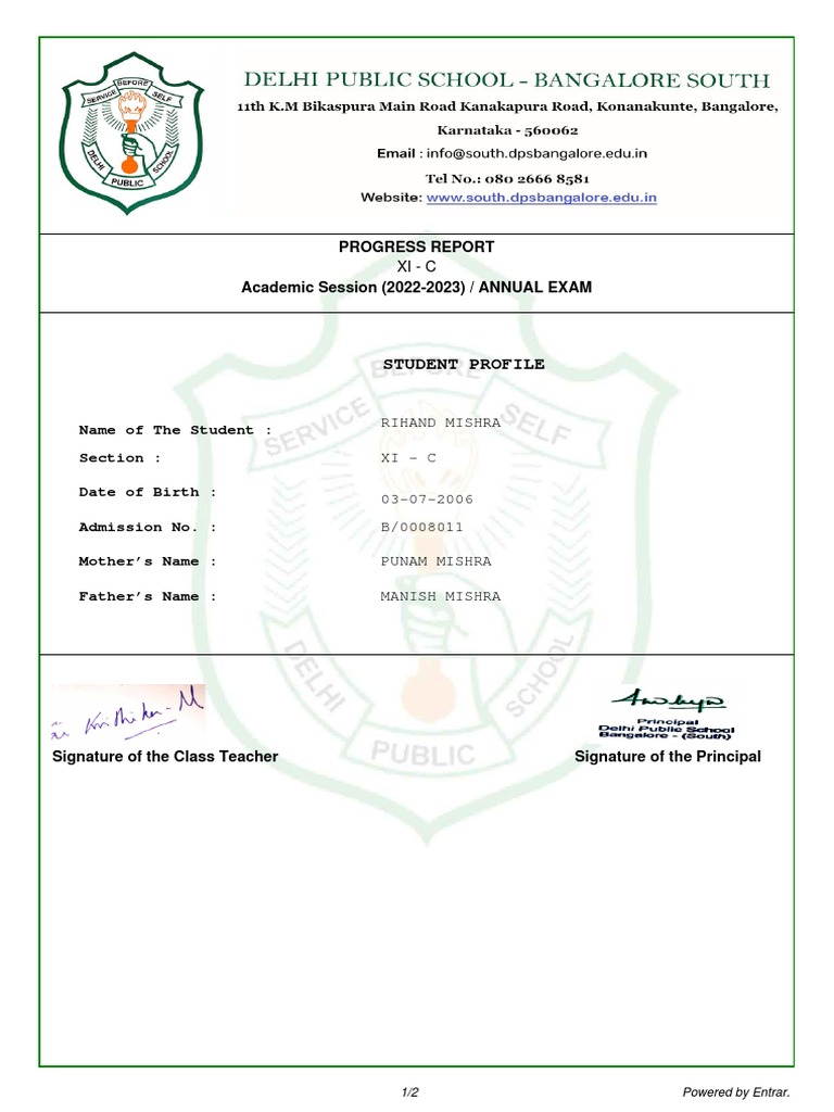 Student Profile: Progress Report | PDF