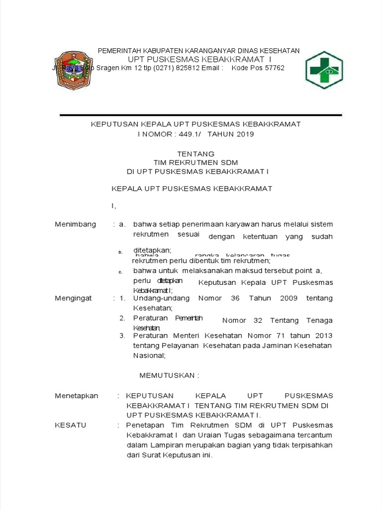 PDF SK Tim Rekrutmen SDM PDF - Compress | PDF