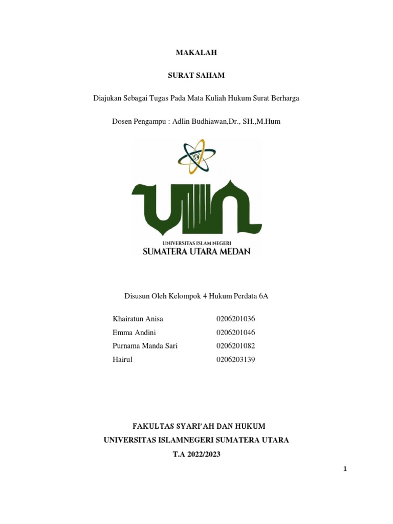 Makalah Surat Saham | PDF | Bisnis | Pengelolaan Keuangan & Uang