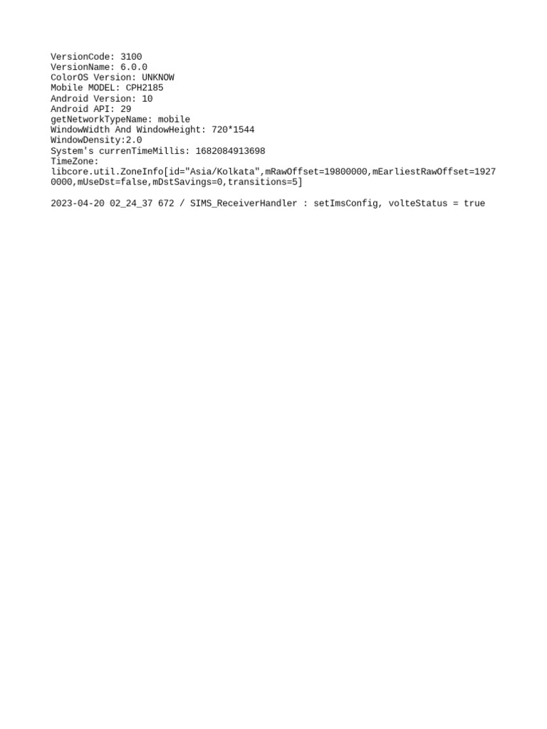 IMS Config and VoLTE Status Report | PDF