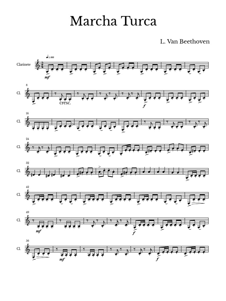 Marcha turca 4to clarinete | PDF