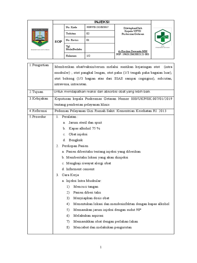 SOP injeksi | PDF