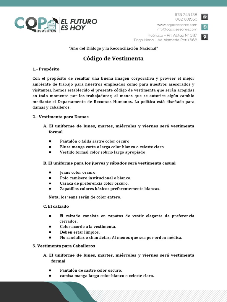 Codigo de Vestimenta | PDF | Ropa | Cuerpo humano Codigo de Vestimenta | PDF | Ropa | Cuerpo humano