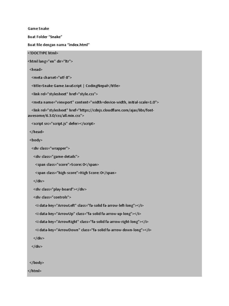 Source Code Game Ular | Download Free PDF | Design | Computing