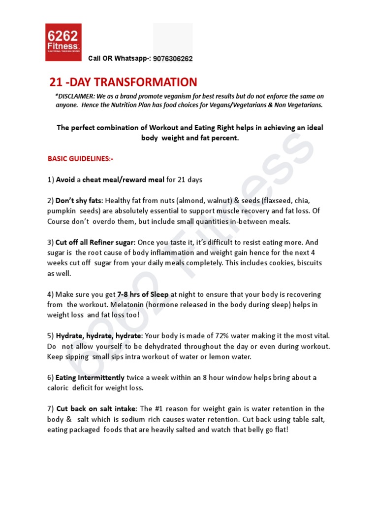 21 Day. Diet Plan | Download Free PDF | Teaspoon | Tofu