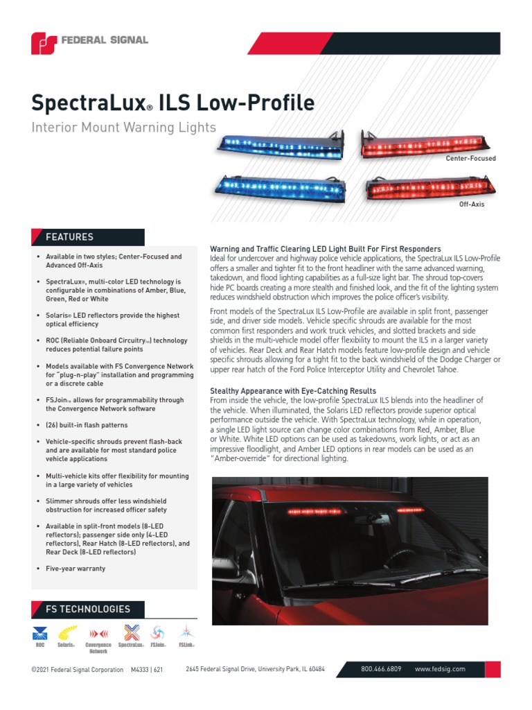 M4333 SpectraLux ILS Low-Profile Light Bar Data Sheet - Fire | PDF ...