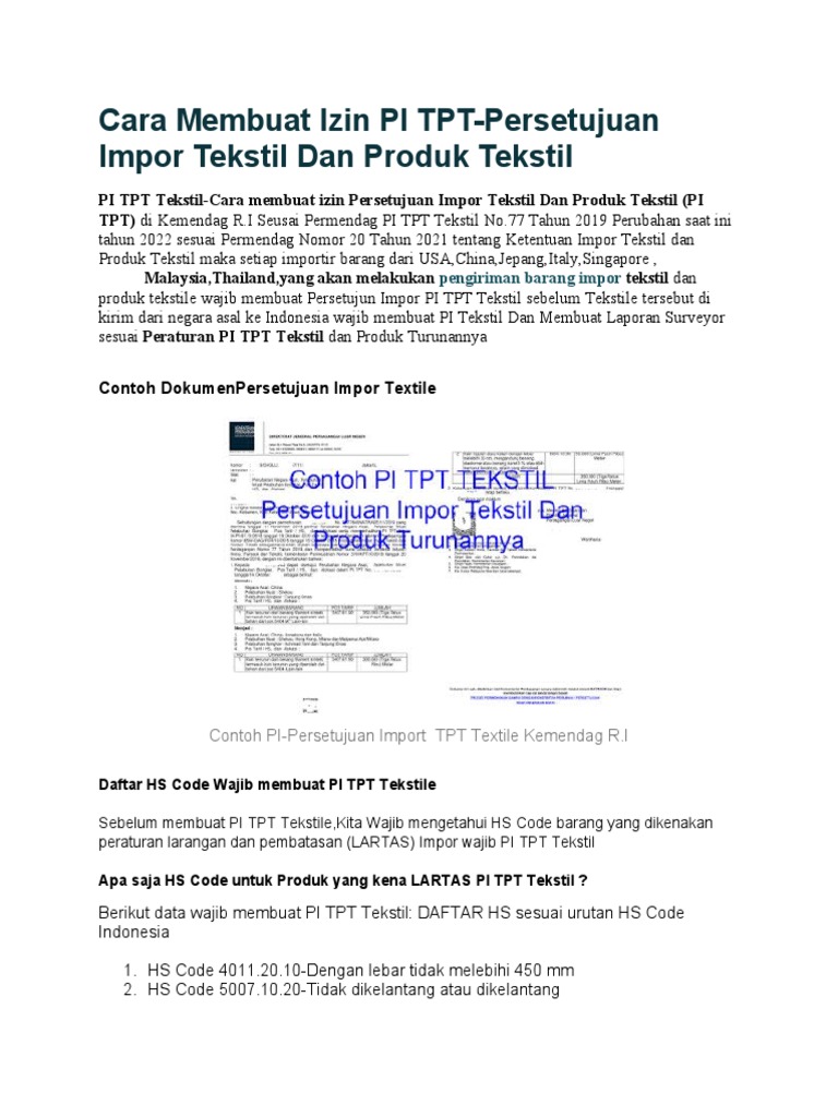 Cara Membuat Izin PI TPT | PDF