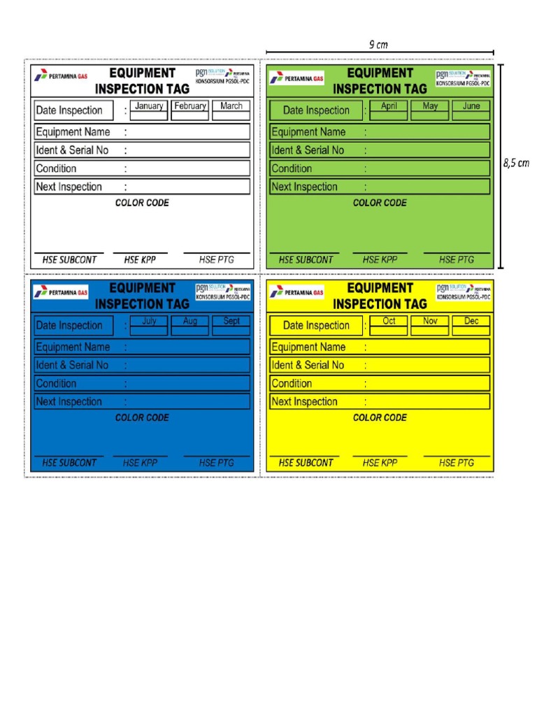 Inspectian Tag Color Code-1 | PDF
