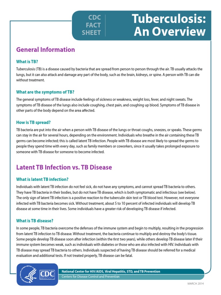 TB Overview Factsheet | PDF | Tuberculosis | Medical Specialties