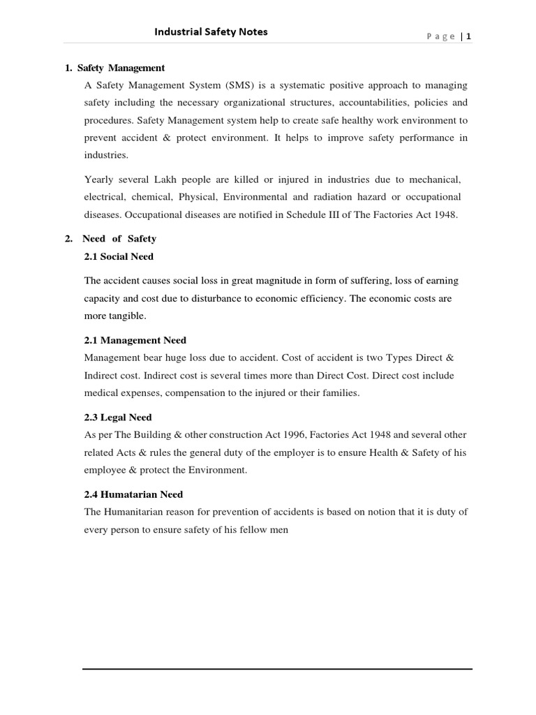 Industrial Safety Note | PDF