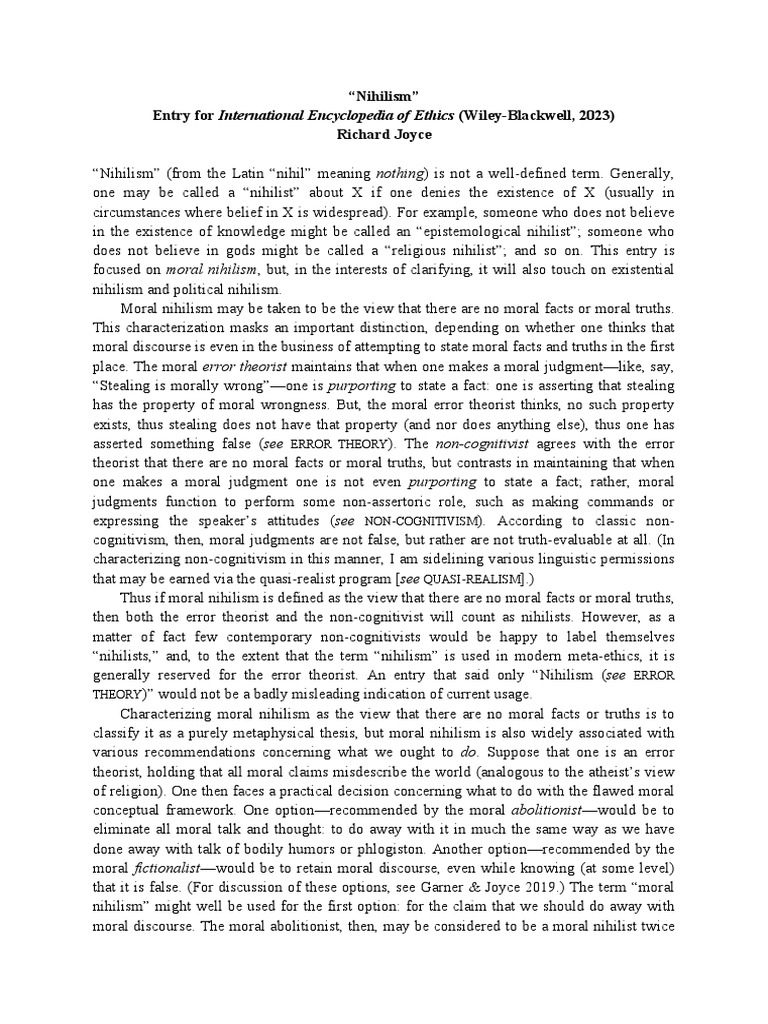 Understanding Moral Nihilism Explained | PDF | Philosophy | Science ...