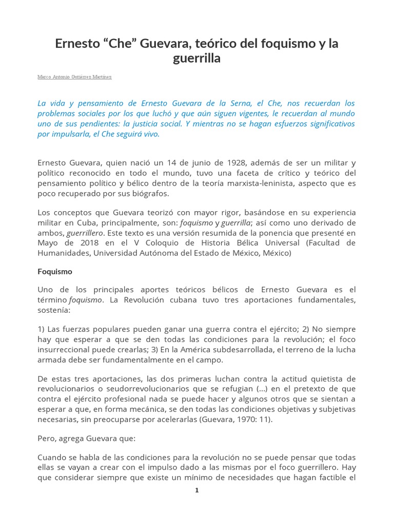 Che - Guevara - Teórico Del Foquismo y La Guerrilla | PDF