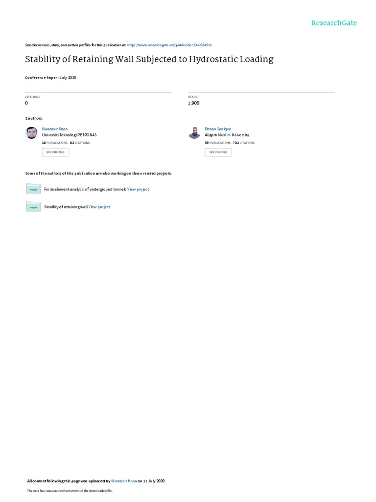 Retaining Wall Article in WR M 2019 Proceeding | PDF | Geotechnical ...