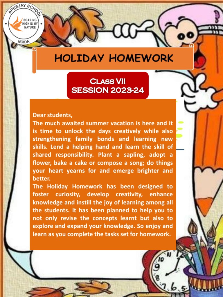 Class 7 Holiday Homework - New | PDF | Asana | Yoga