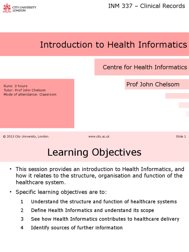 INM337 S1 Introduction To Health Informatics | PDF
