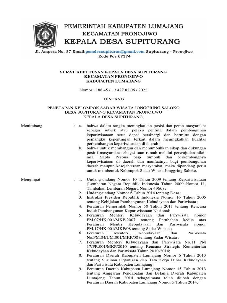 SK Pokdarwis Supiturang | PDF