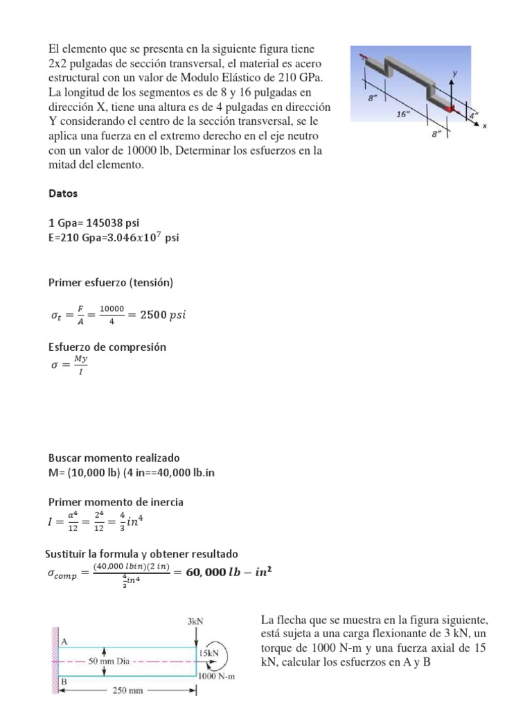 Ejercicios de Esfuerzos Combinados | PDF | Materiales | Cantidades fisicas