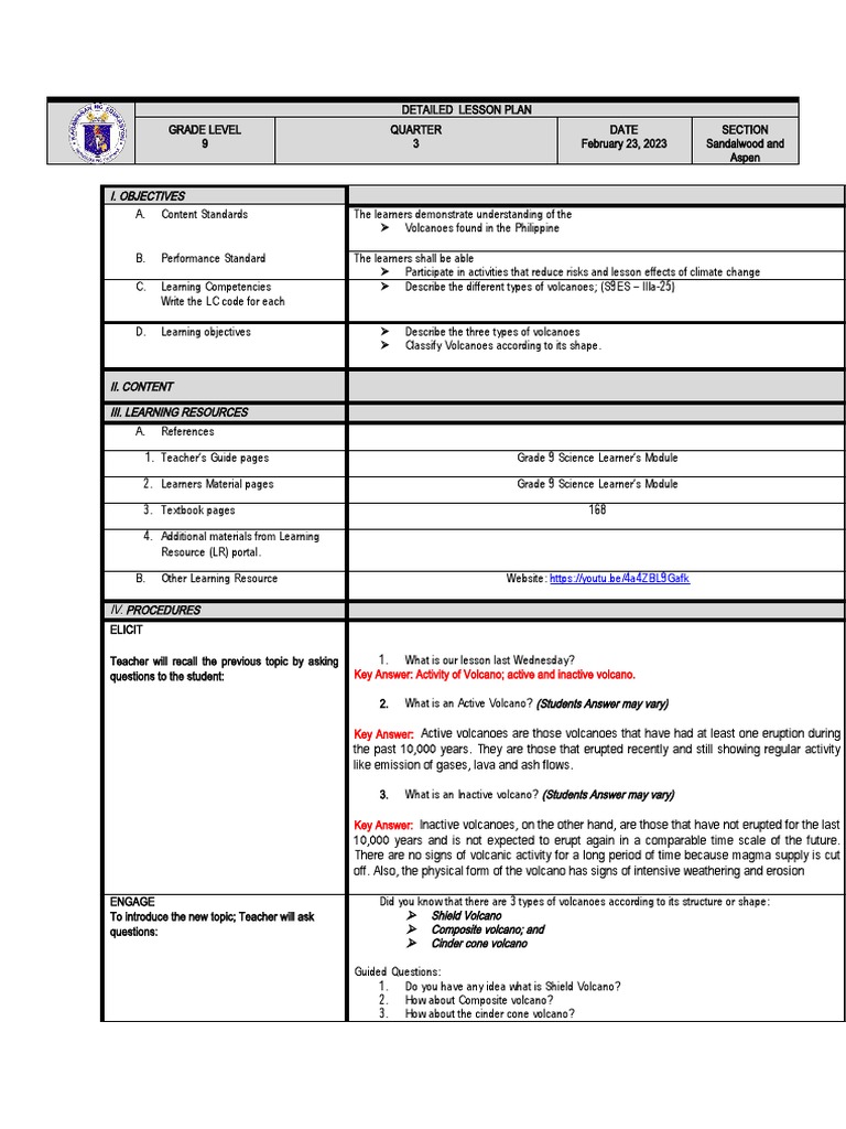 Lesson Plan 3 Shape of Volcano | Download Free PDF | Volcano | Lava
