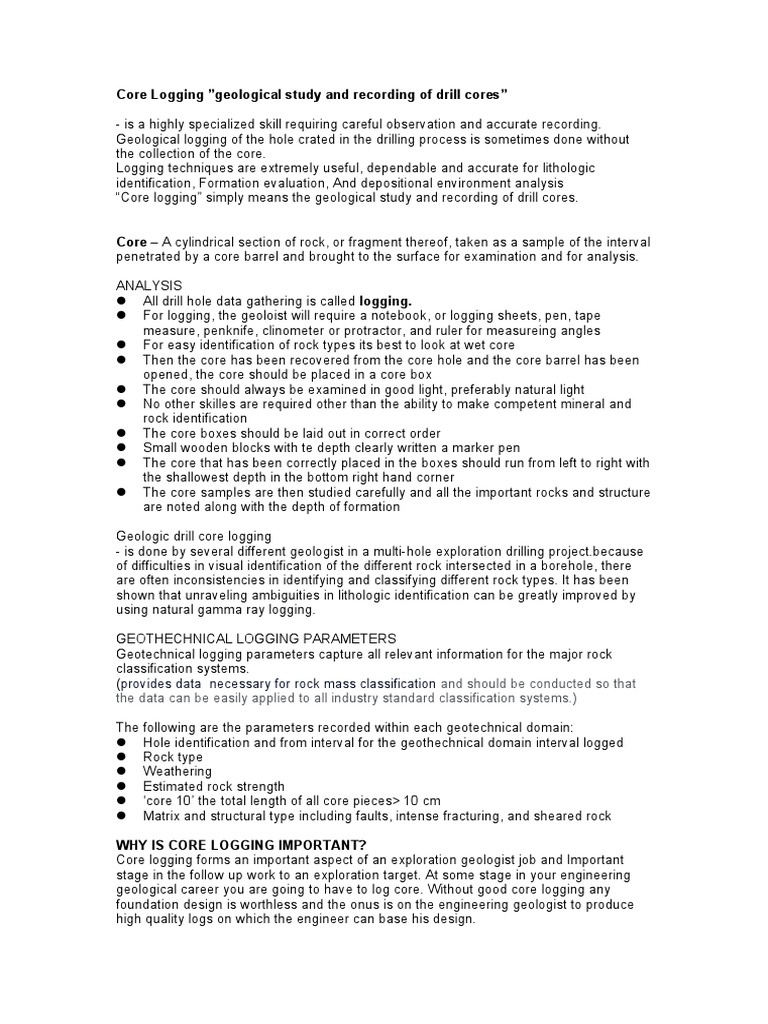 Core Logging Download Free Pdf Geotechnical Engineering Geology