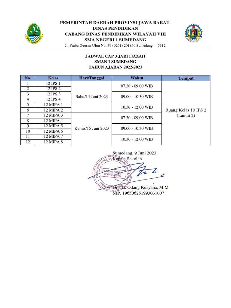 Jadwal Cap 3 Jari Ijazah - 2023 | PDF Jadwal Cap 3 Jari Ijazah - 2023 | PDF