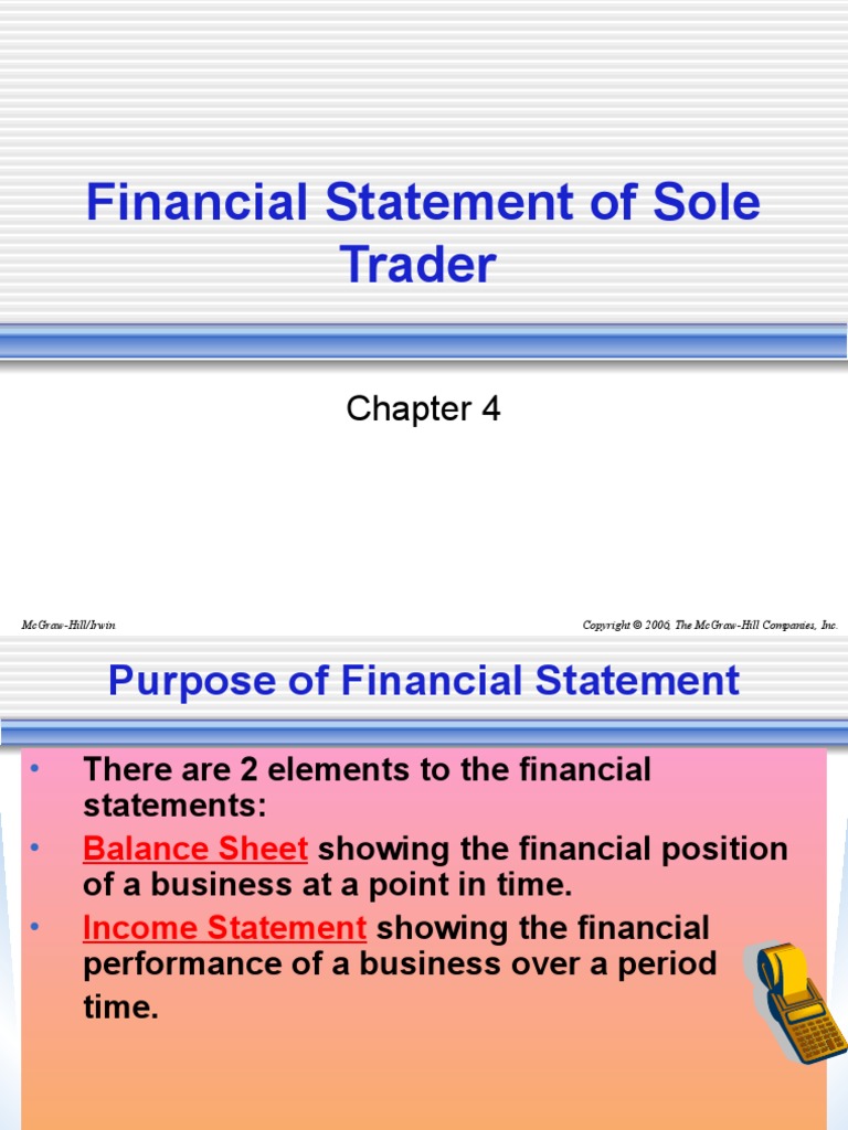 CHP 4 Financial Statement of Sole Trader | PDF | Balance Sheet | Financial Economics