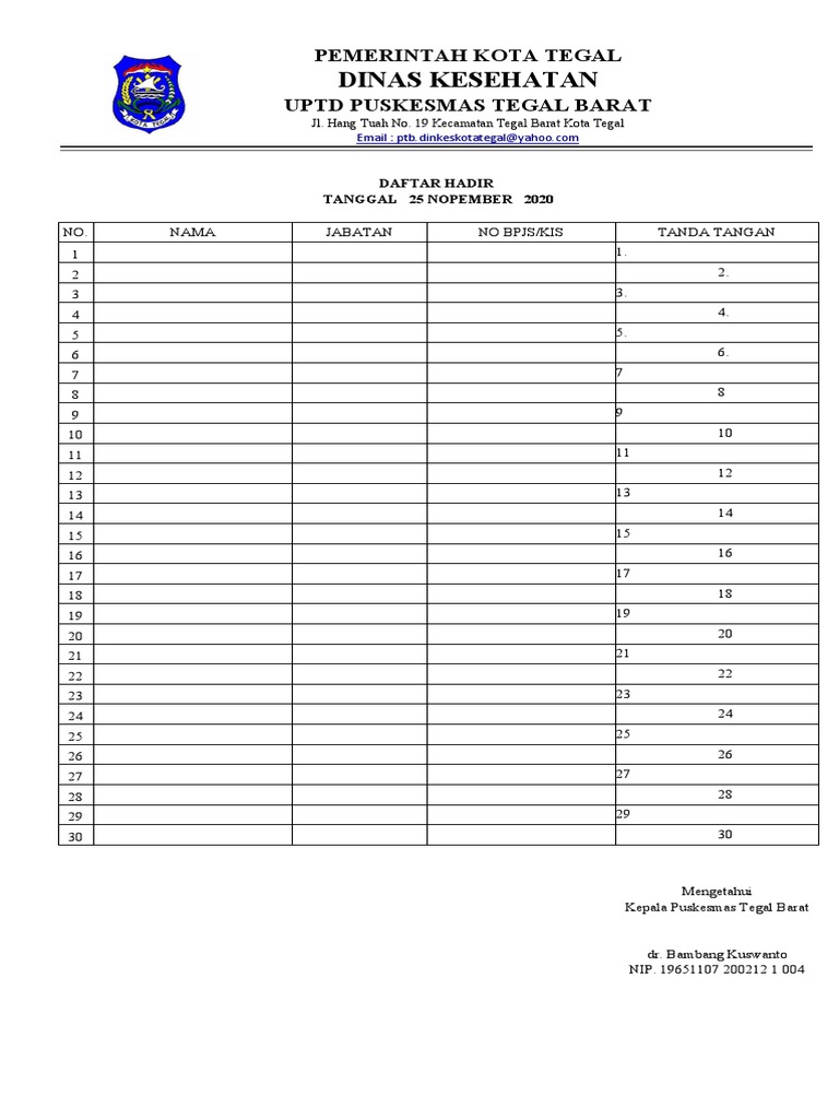 Form Daftar Hadir | PDF