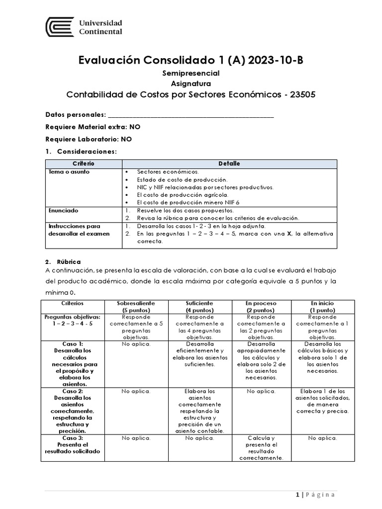 Consolidado 1 (1-3) Resuelto CONTABILIDAD DE COSTOS POR SECTORES ...