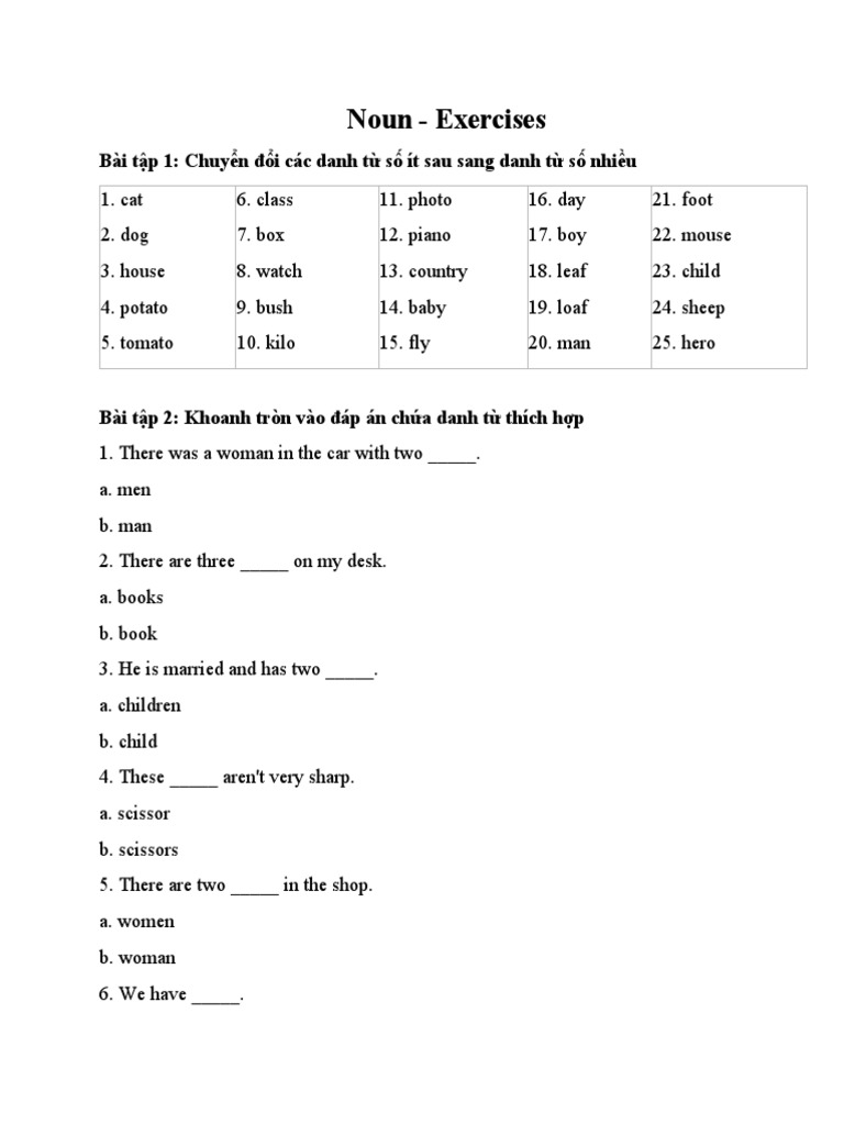 Noun - Exercises | PDF
