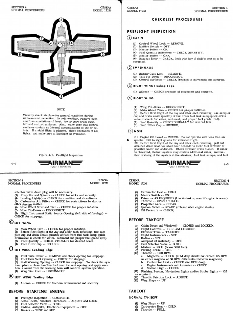 Cessna 172M CHECKLIST | Download Free PDF | Carburetor | Throttle