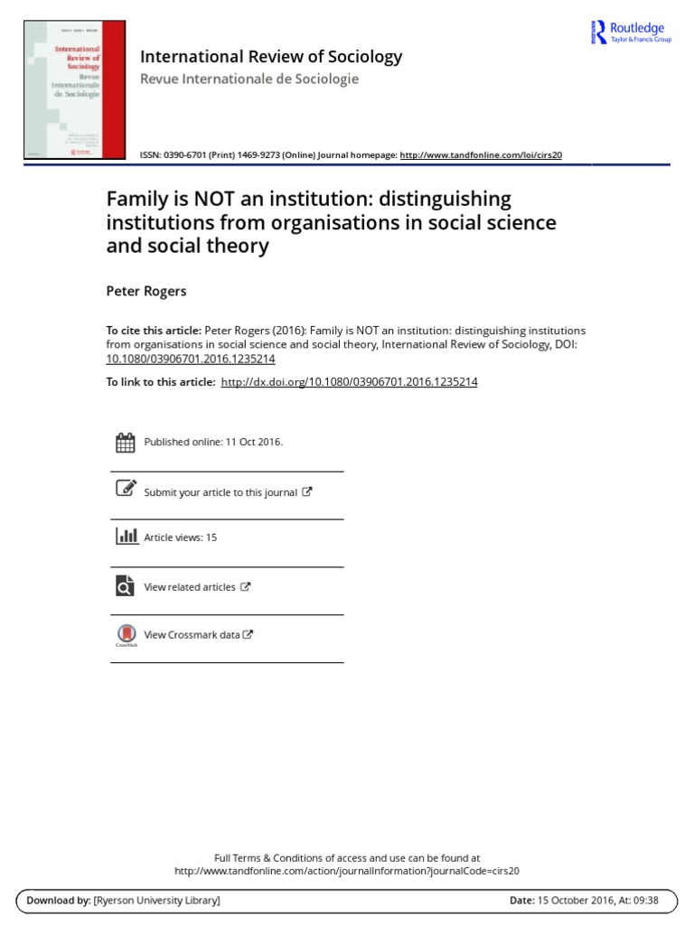 Family Is NOT An Institution Distinguishing Institutions From ...
