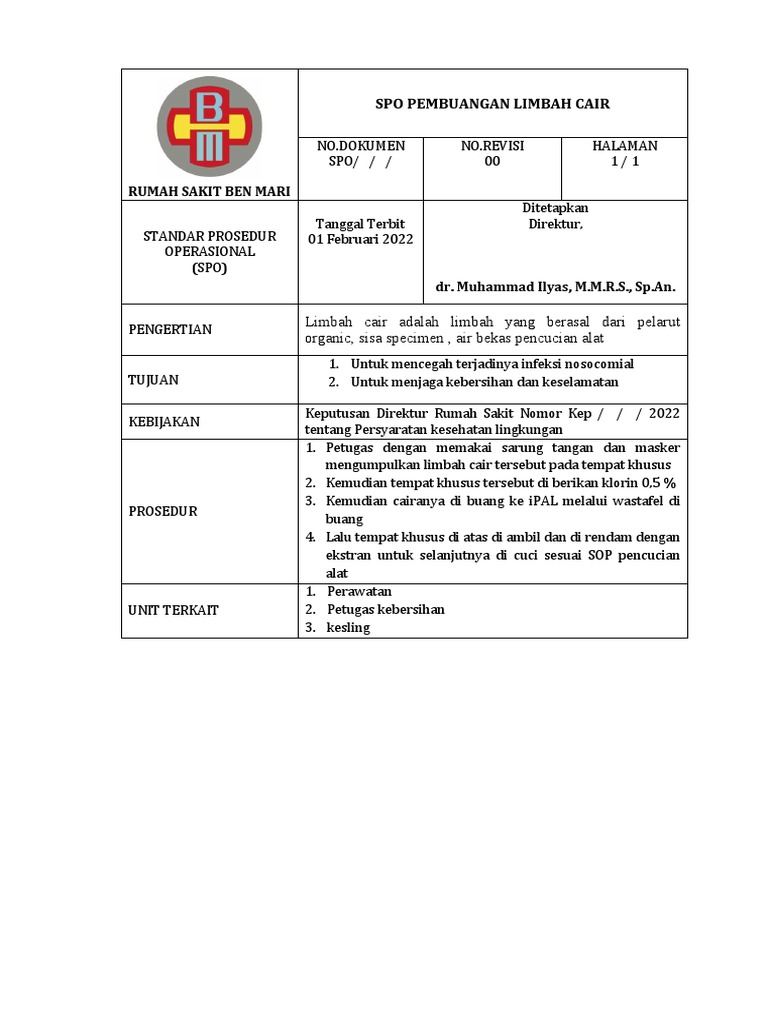 Spo Pembuangan Limbah Cair | PDF