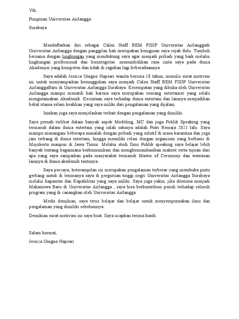 Motivation Letter | PDF